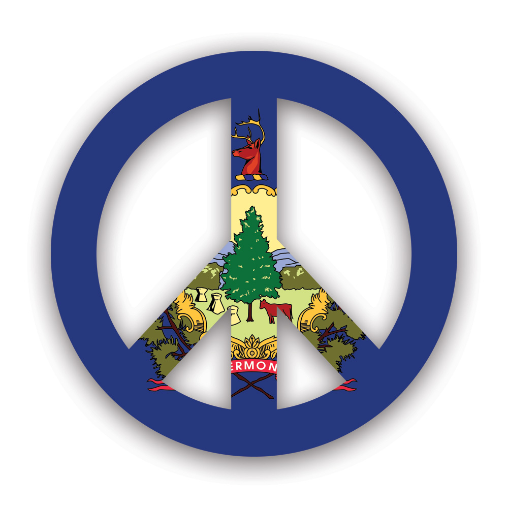 Vermont Flag Peace Symbol Sticker Decal - Weatherproof - vt sign no war ...