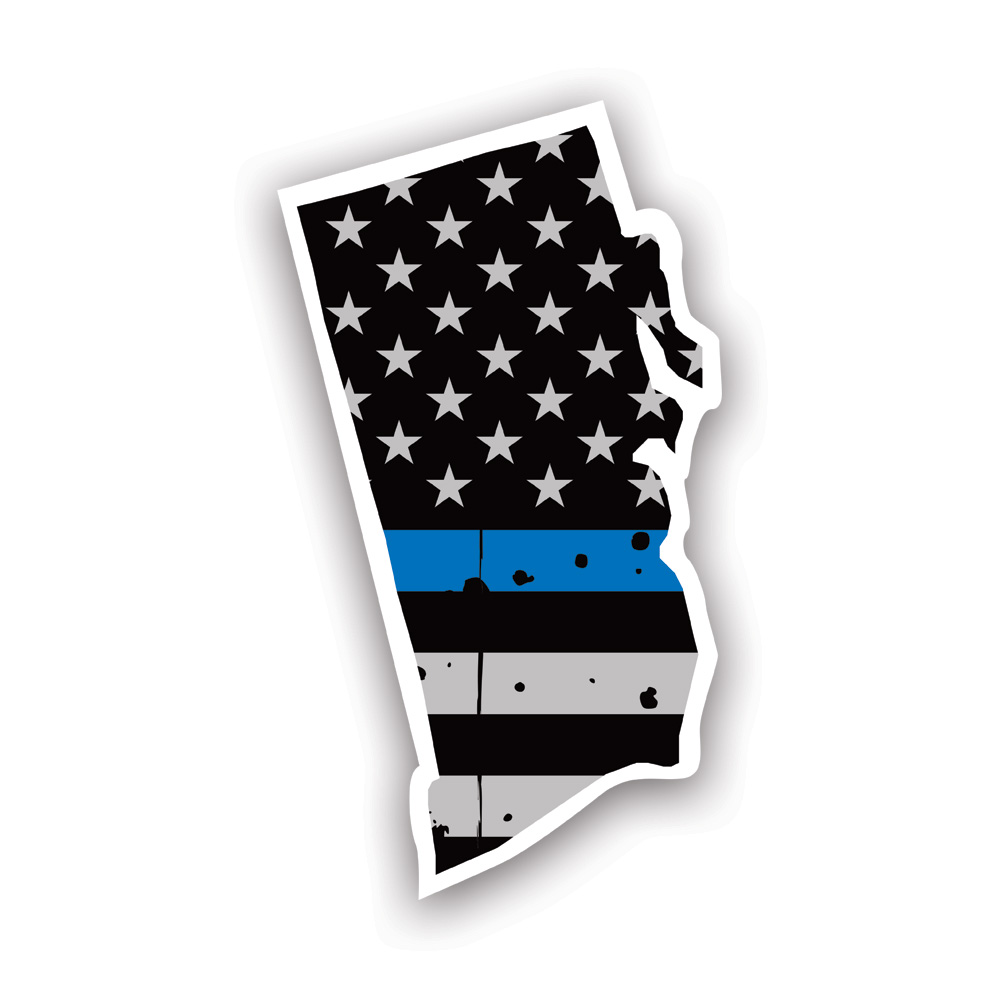 Distressed Thin Blue Line Rhode Island State Shaped Subdued US Flag Sticker | eBay